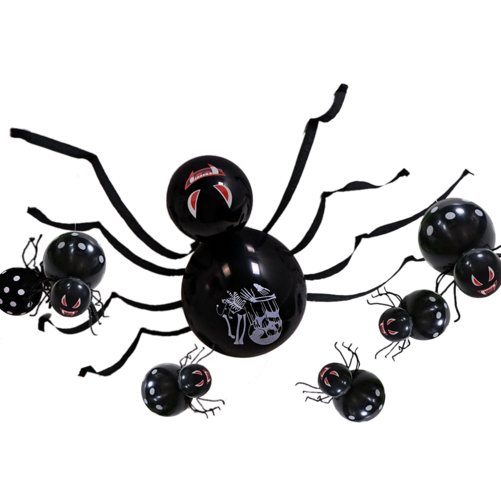 HUONA Halloween Spider Balloon with Eye and Mouth Stickers and Spider ...
