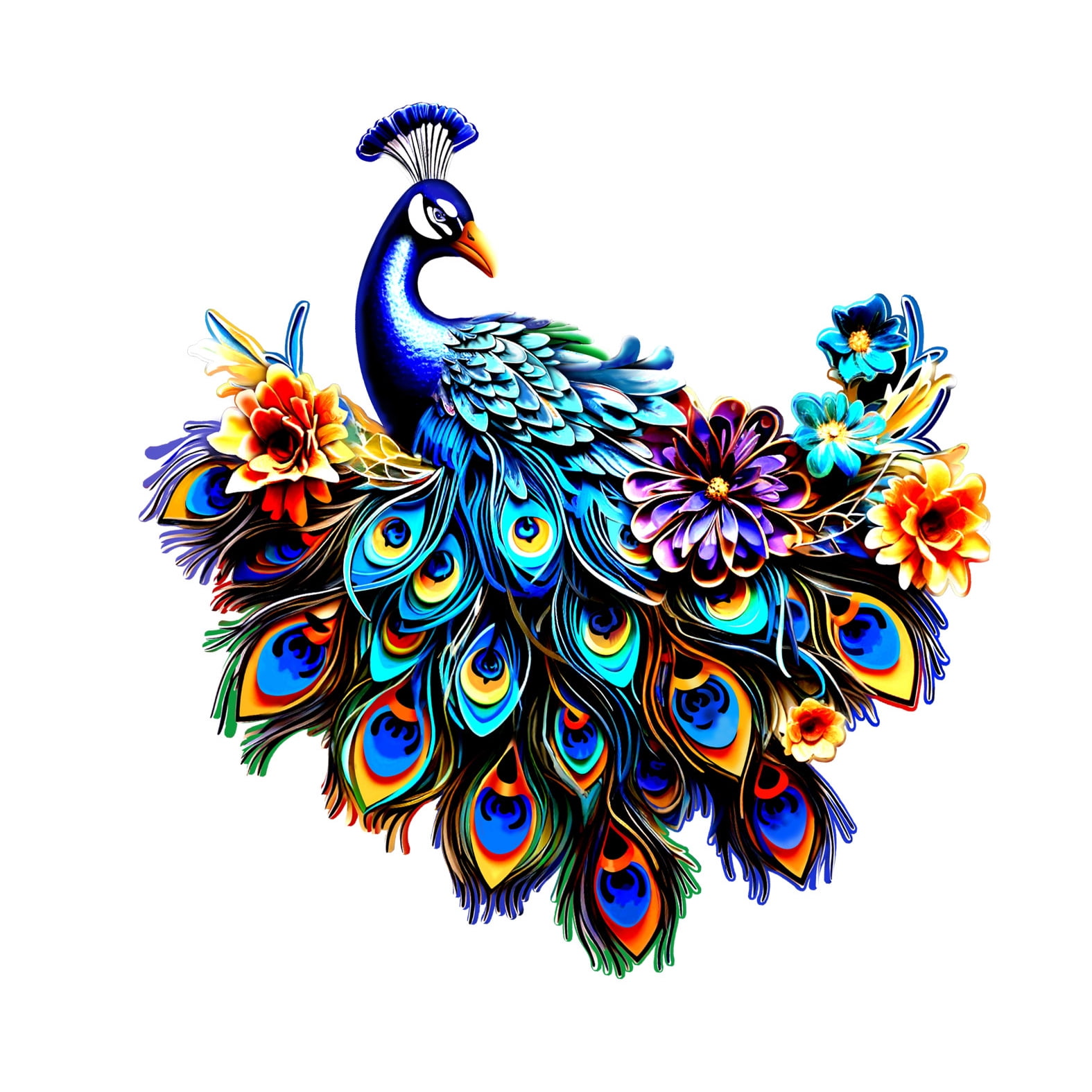 HUONA Iron Peacocks Wall Decoration Peacocks Hanging Decors Bird ...