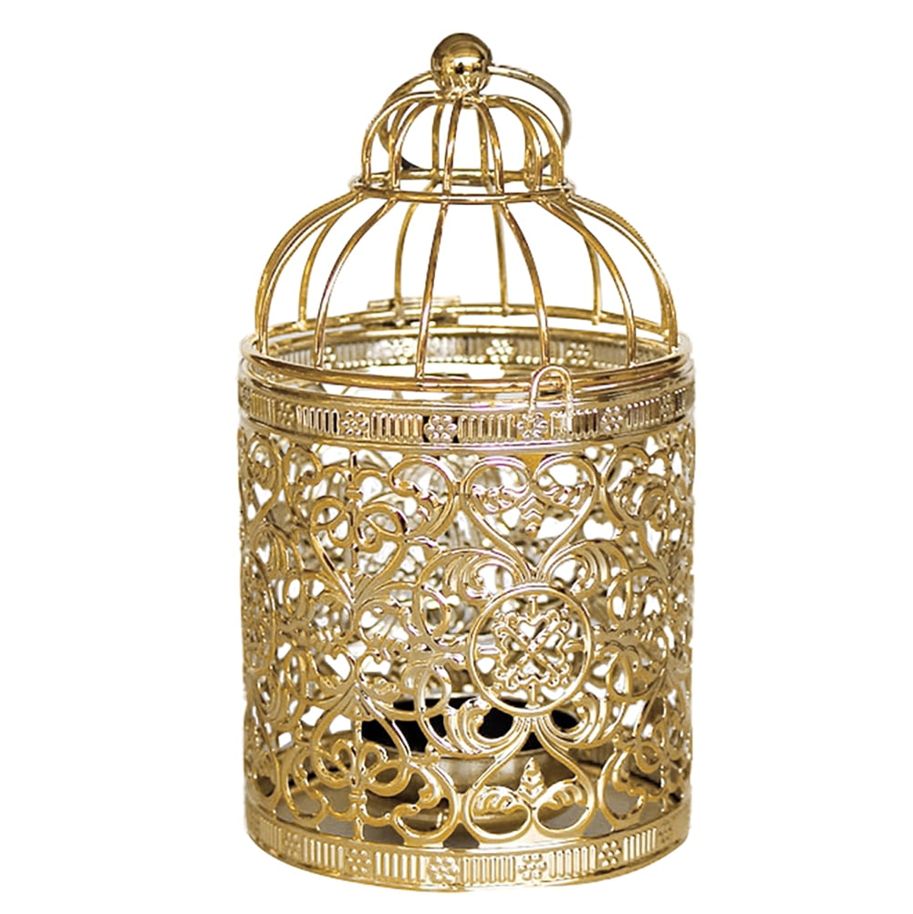 HUONA Metal Bird Cage Candle Holder Ornament Desktop Candlestick Iron ...