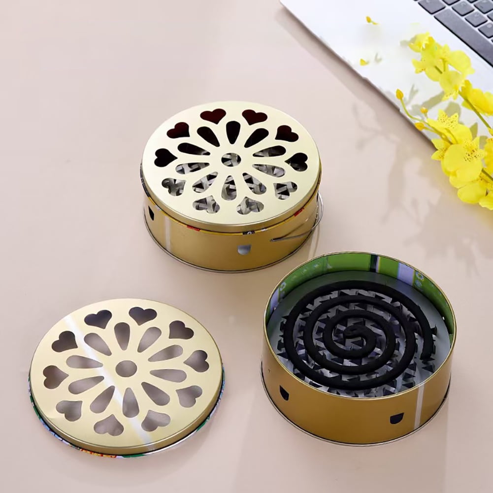 HUONA Mosquito Coil Holder Round Fireproof Repellent Rack with Lid ...