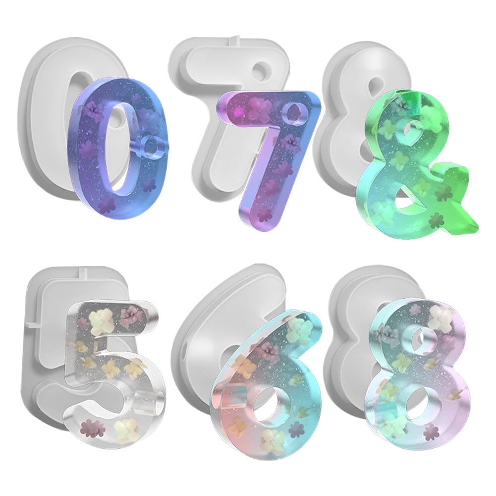 HUONA Numbers Candlestick Silicone Mould Resin Plaster Candle Holder ...