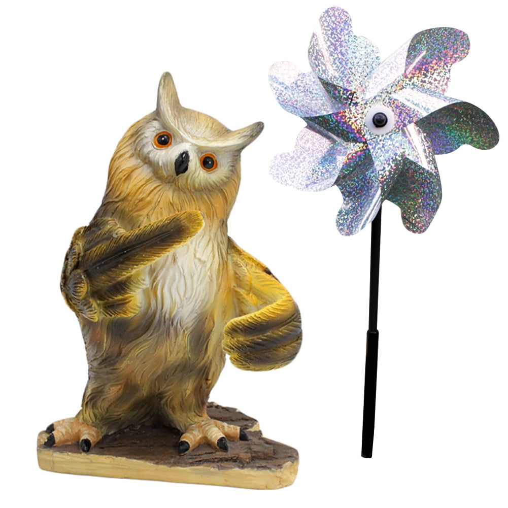 HUONA Owl Windmill Large Whirling Pinwheel Colorful Reflective ...