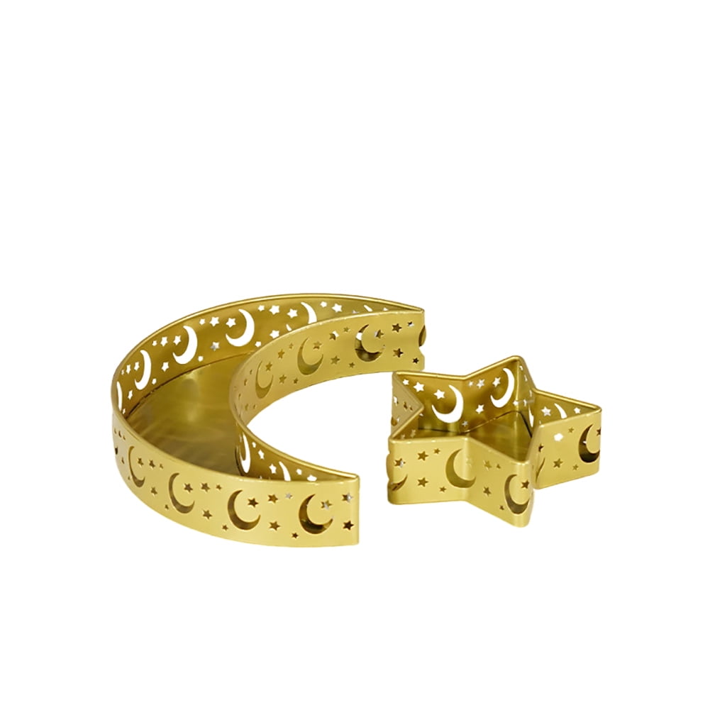 HUONA Ramadan Tray Eid Mubarak Moon Star Tray 2-Piece Iron Tray Islamic ...