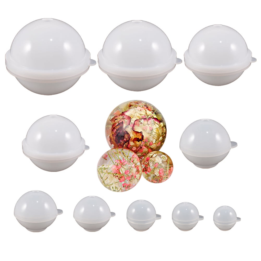 HUONA Set of 10 3D Sphere Silicone Molds Epoxy Resin Casting Mould DIY ...
