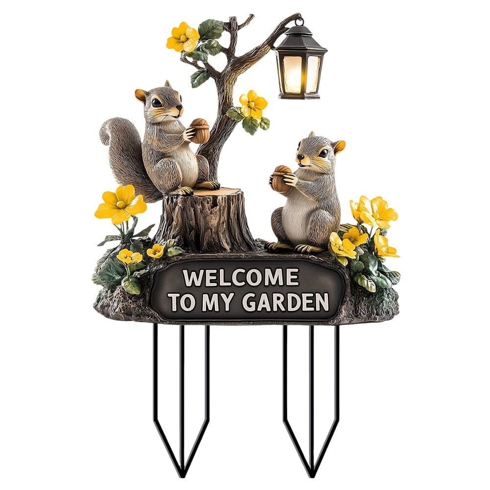 HUONA Squirrels 2D Acrylic Stakes Decoration Squirrels Eating Nuts on ...