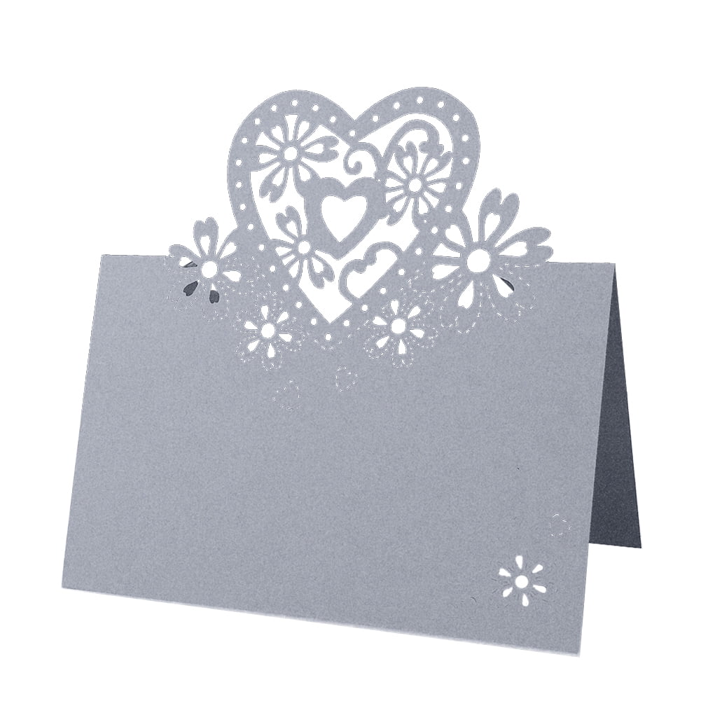 HUONA Table Card Place Card Name Card Love Heart Paper Card Hollow Out ...