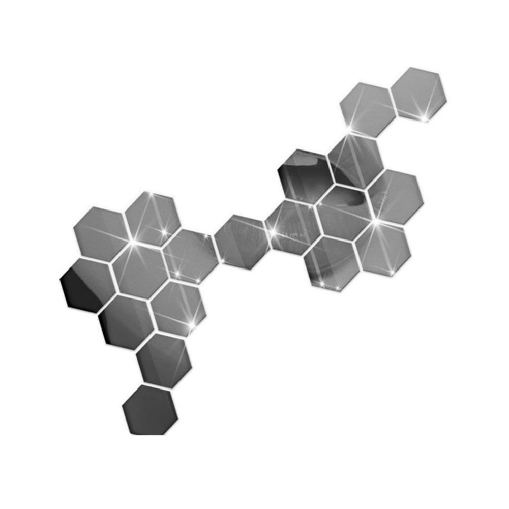 HUONA Wall Stickers Hexagon Background Stickers Decorative Mirror ...