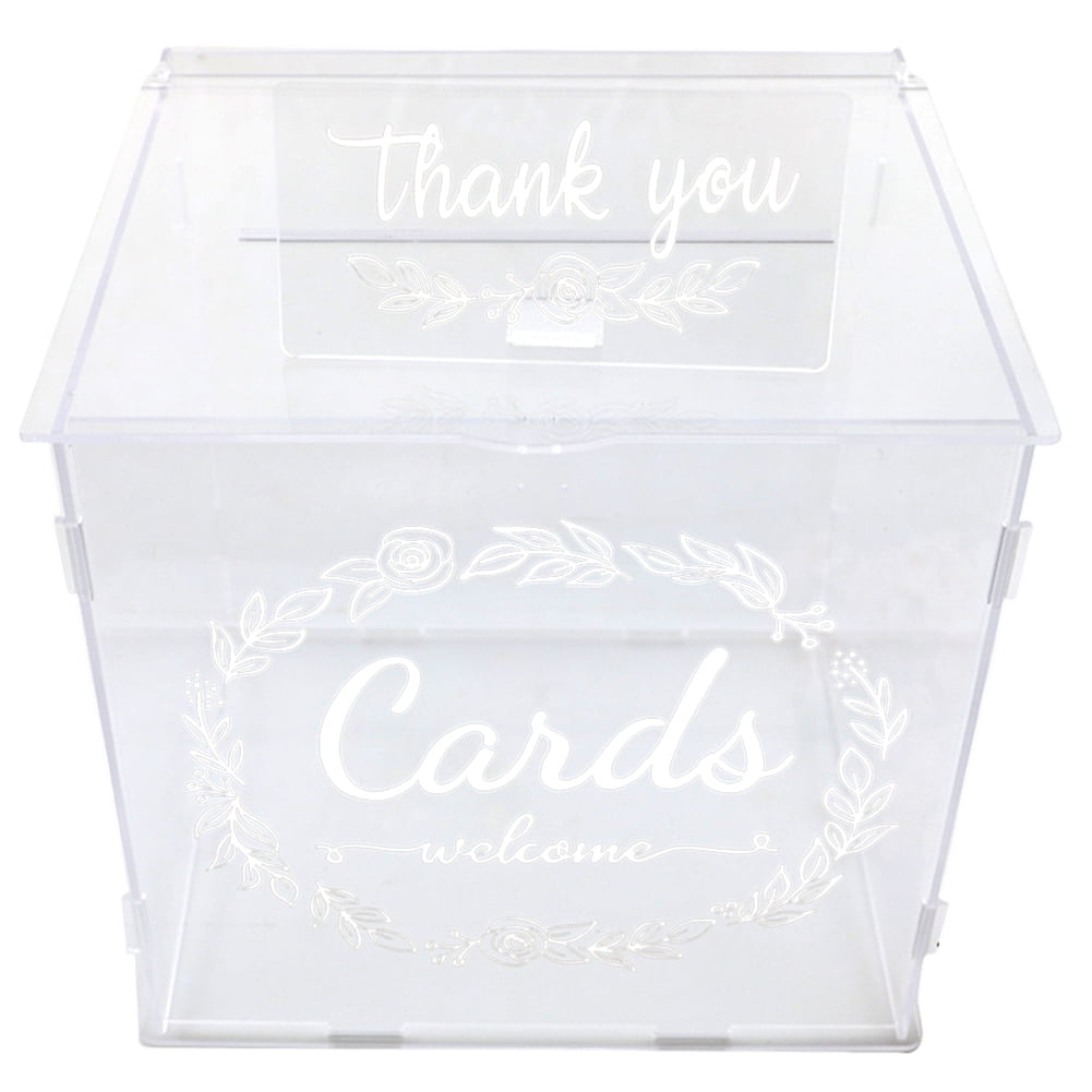 HUONA Wedding Card Box Clear Acrylic Wedding Gift Card Box with Lock ...