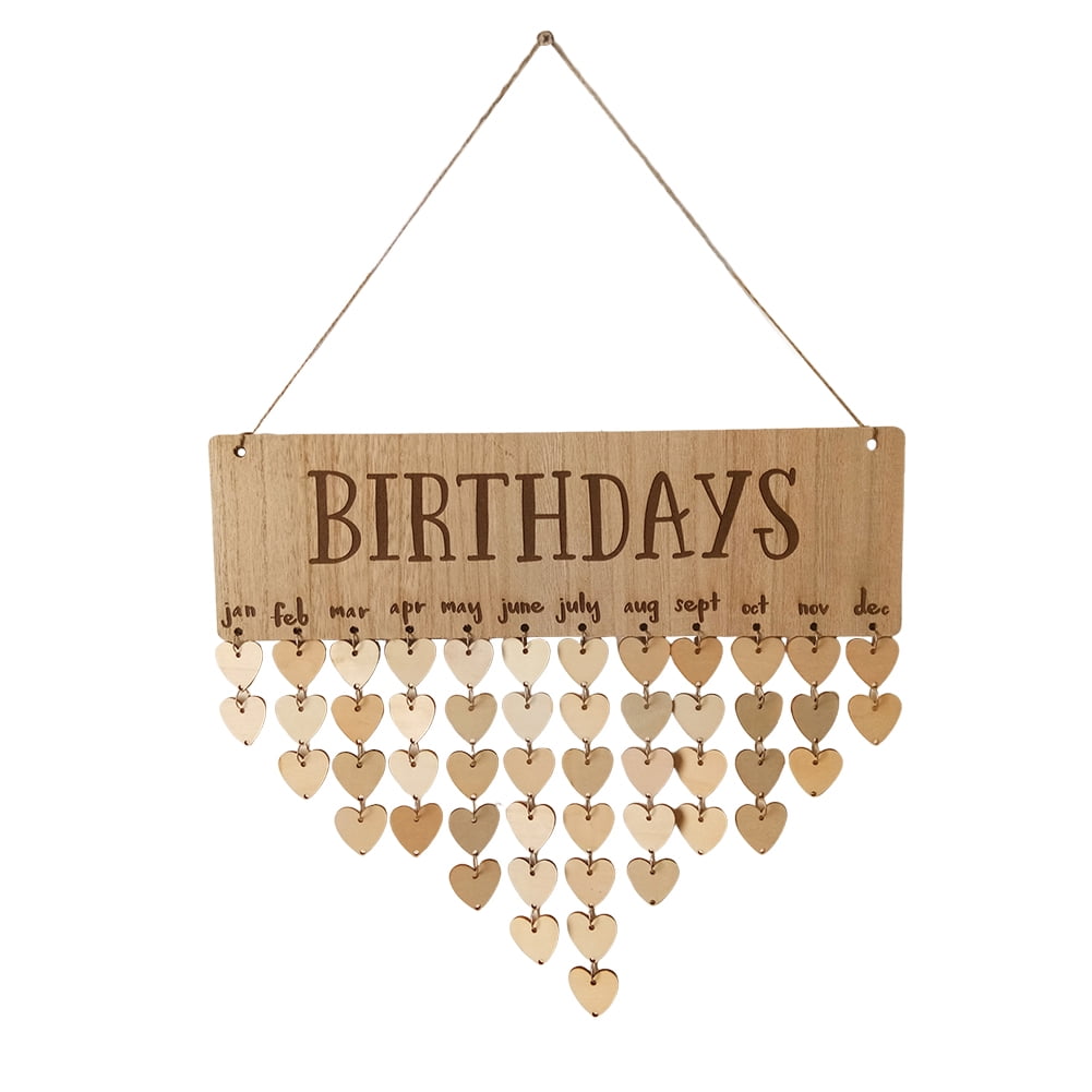 HUONA Wooden Calendar Plaque BIRTHDAYS Wall Hanging Reminder Calendar ...
