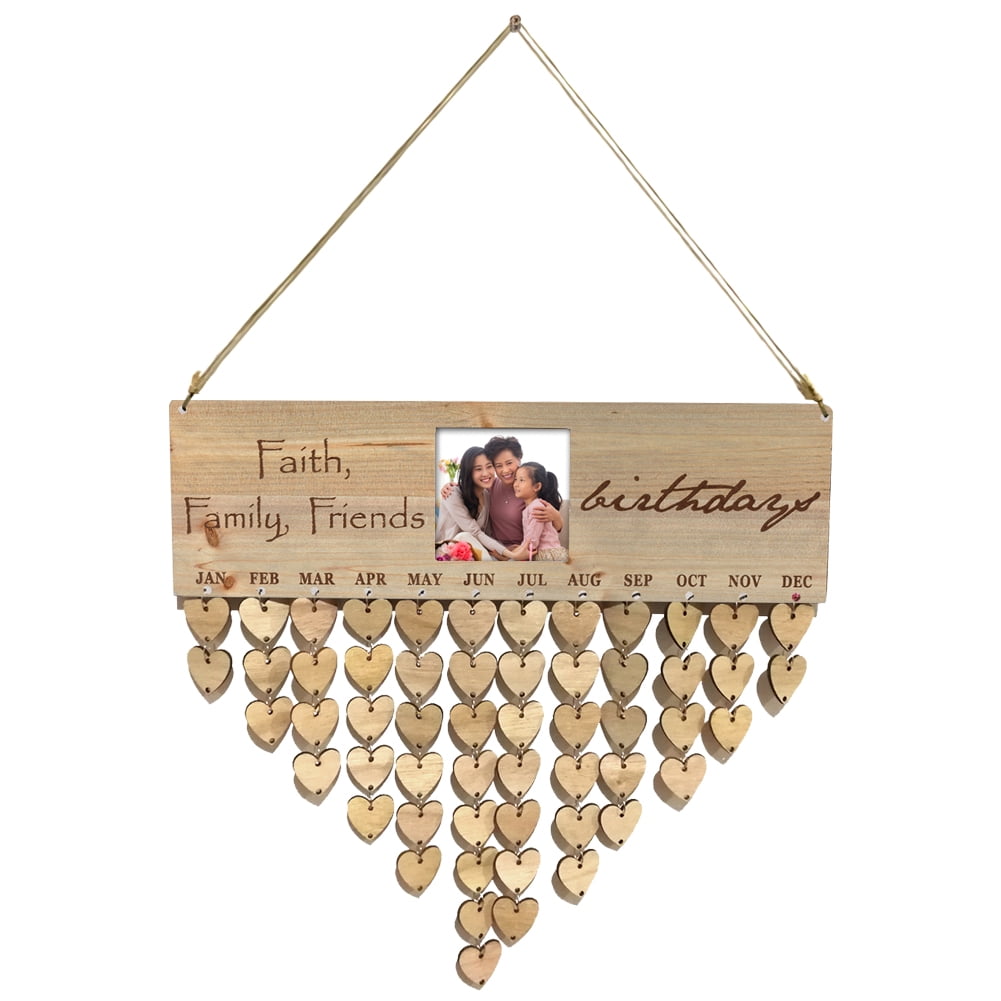 HUONA Wooden Calendar Plaque Wall Hanging Reminder Calendar Board with ...