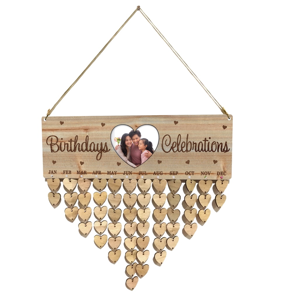 HUONA Wooden Calendar Plaque Wall Hanging Reminder Calendar Board with ...