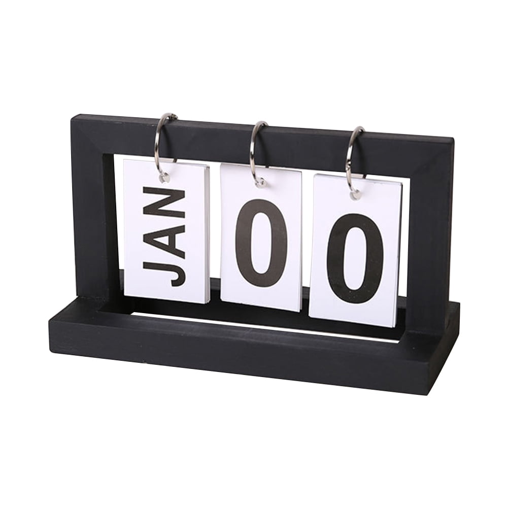 HUONA Wooden Page Turning Calendar Retro Simple Calendar Daily Foldable ...