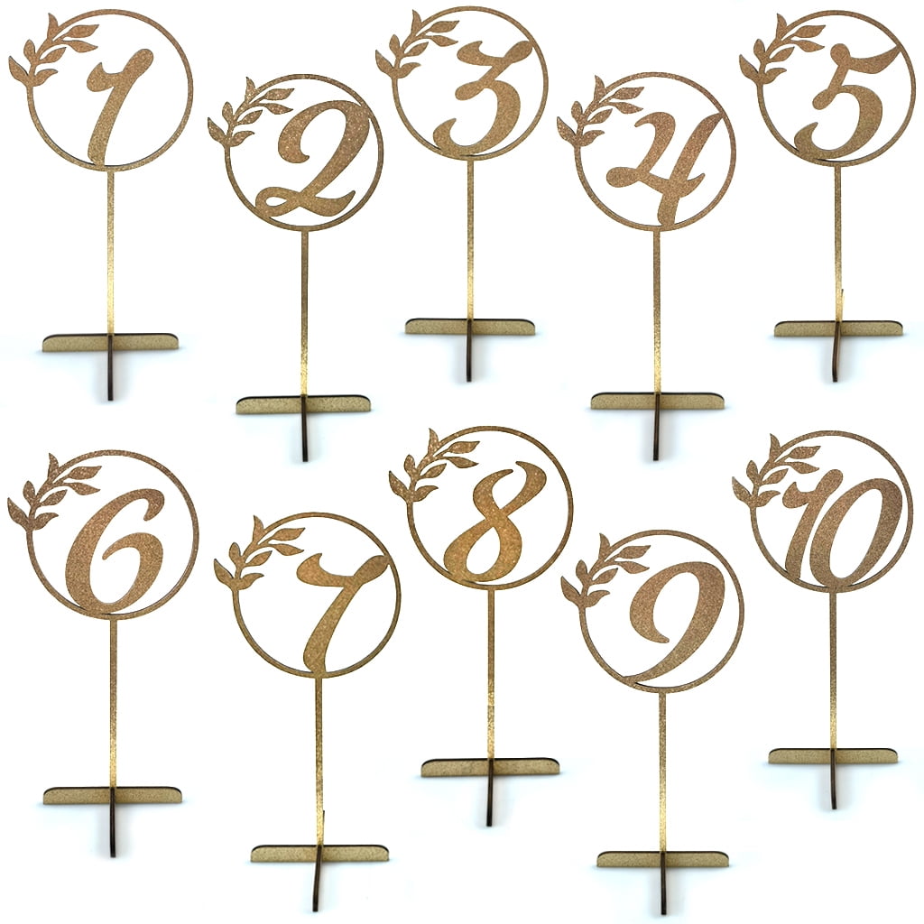 HUONA Wooden Table Numbers with Base Wedding Wooden Numbers Place Cards ...