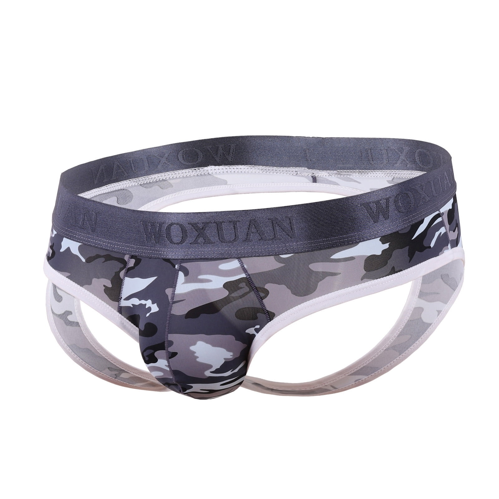 HUPOM Mens Underwear Boxer Briefs Male Thongs Medium waist Comfort Waist Solid Thong Gray M ...