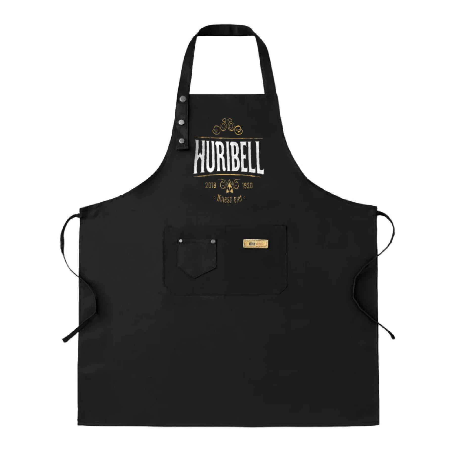 HURIBELL Adjustable Black Bib Apron 2-Pack with Decorative Front Pocket ...