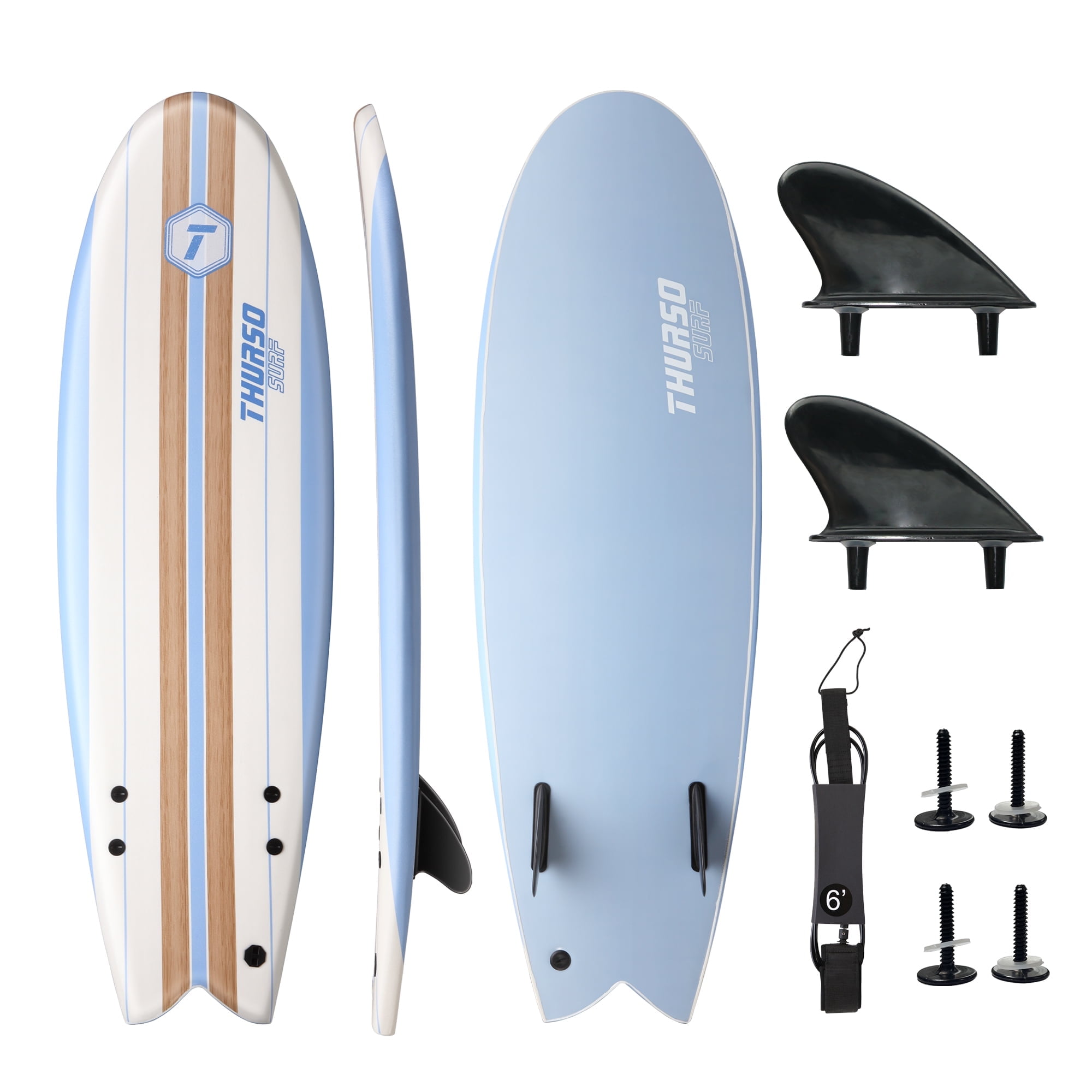 HURSO SURF Lancer 5'10'' Soft Top Foam Fish Surfboard | Durable Surf ...