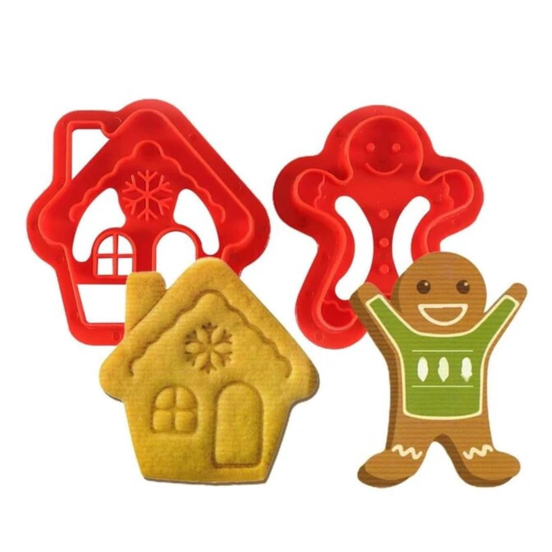 HUSAINI MART 1pc Gingerbread Man Cutter and House Plastic Cookie Cutter ...