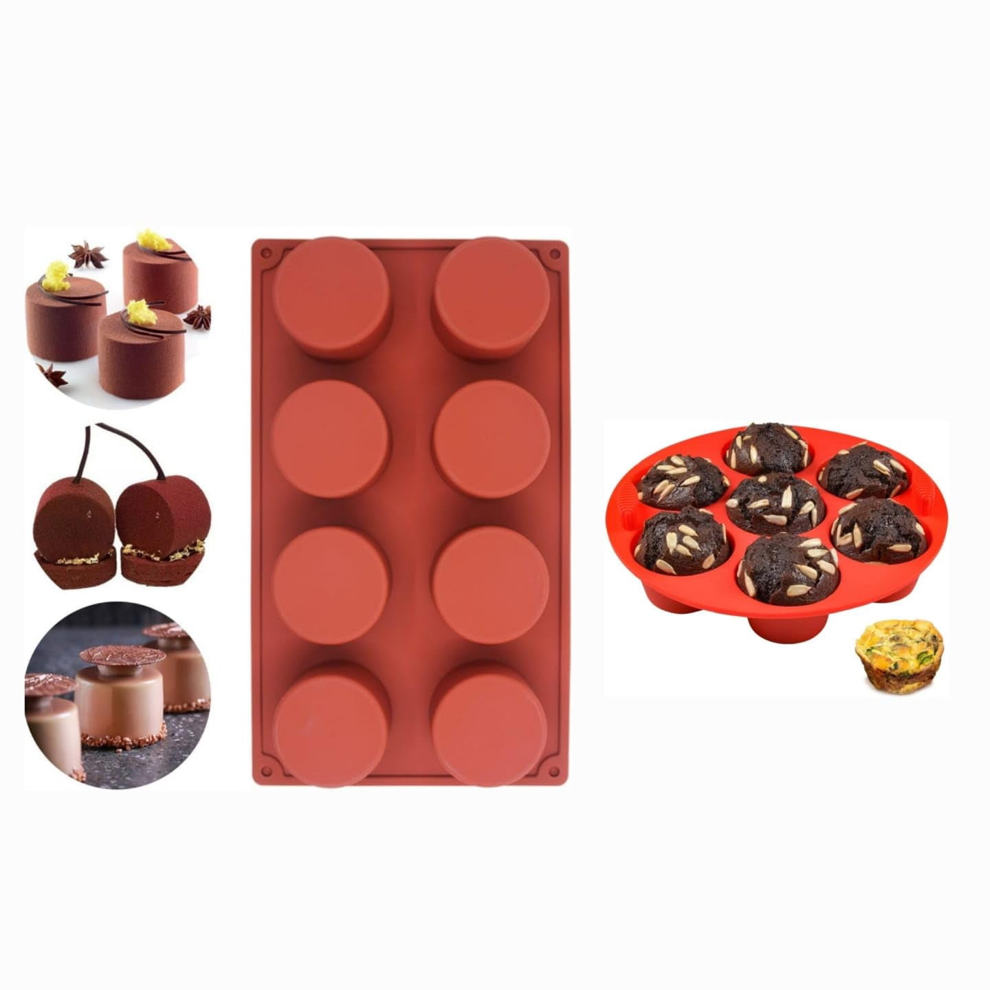 HUSAINI MART 8Cavity Round Cylinder Soap Mold Cupcake Silicone Mold ...