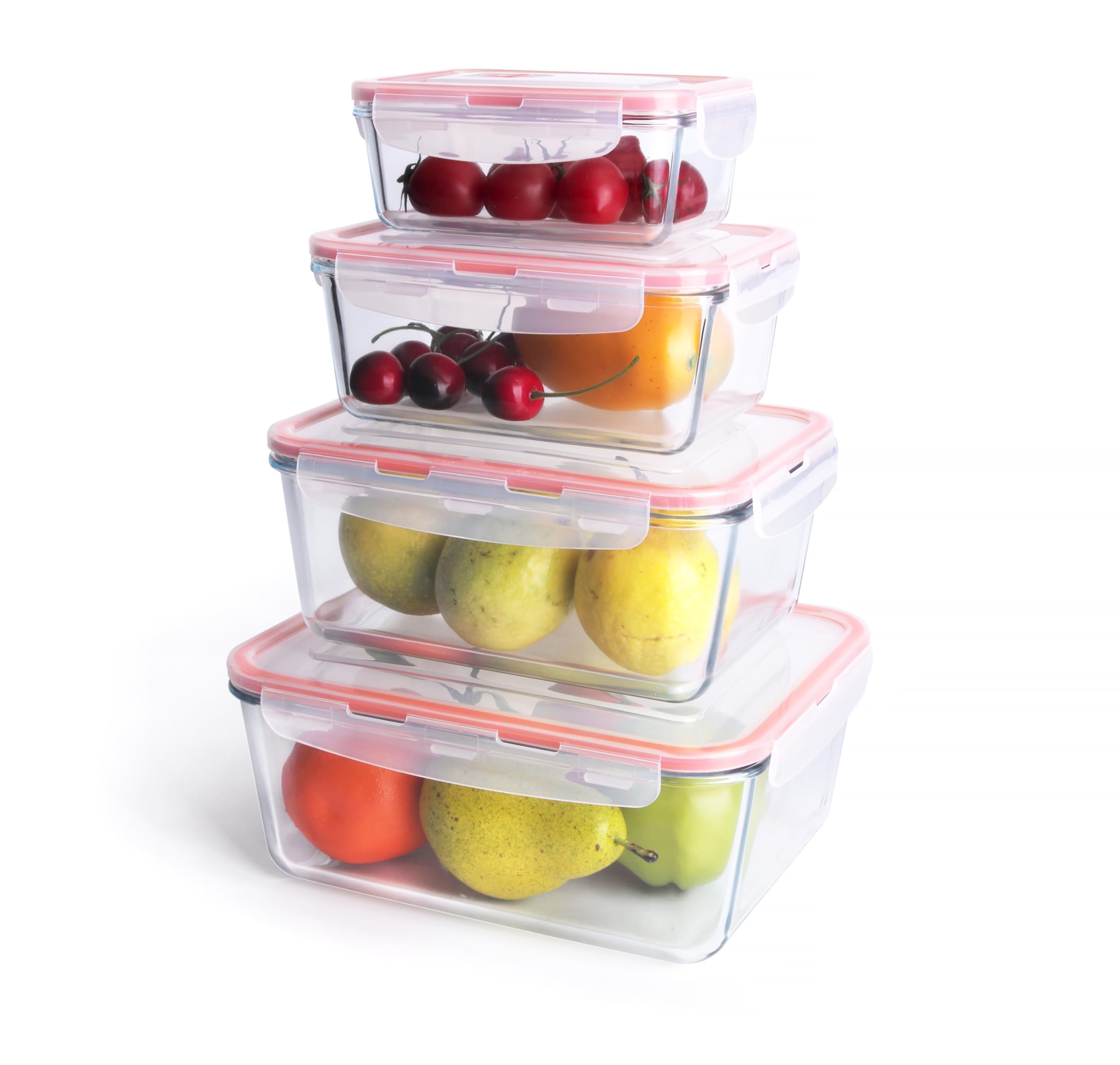 HUSANMP Extra Large Glass Food Storage Containers with Lids, Set-8 ...