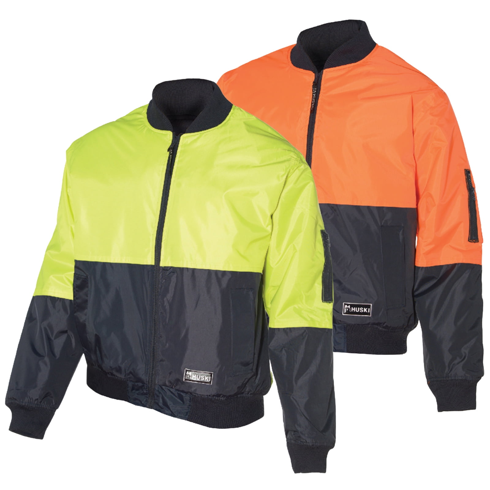 HUSKI 3M Flyer Fully Waterproof Bomber Jacket Hi Vis Work Quilted ...