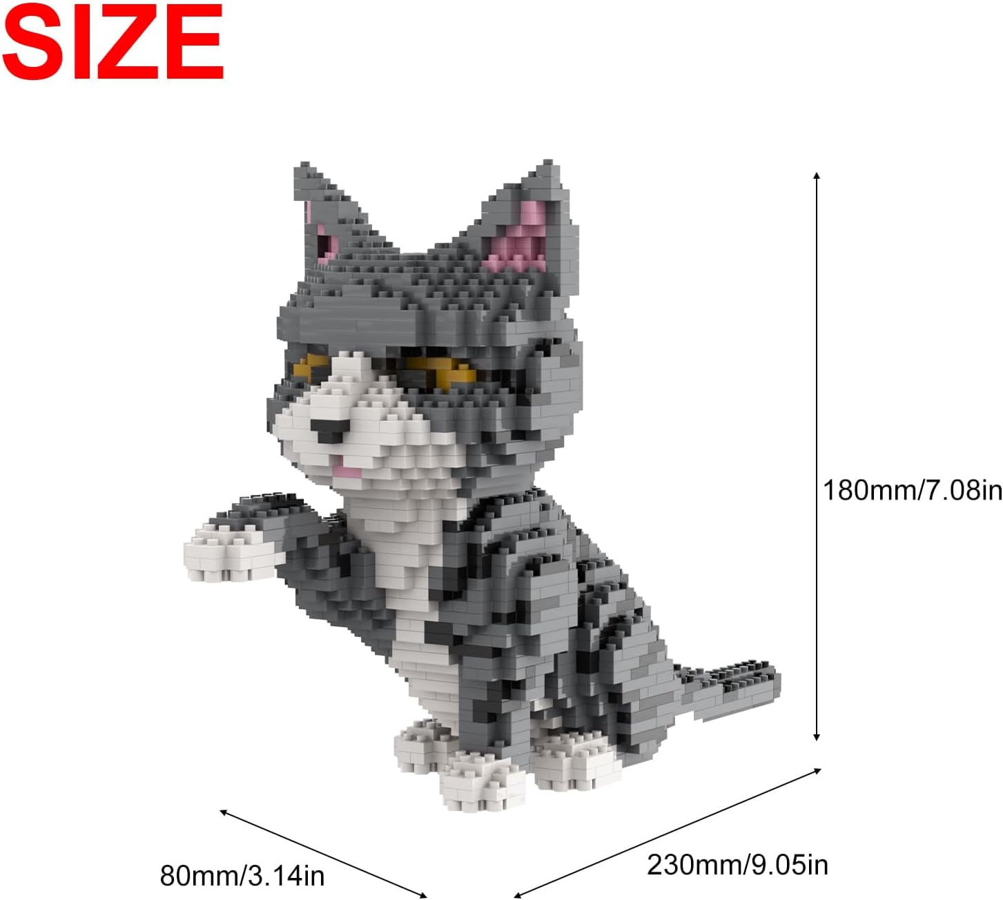 HUSPUR Cat Mini Building Blocks Animal Set, DIY Micro 3D Building Toy Bricks,1300 Pieces ...