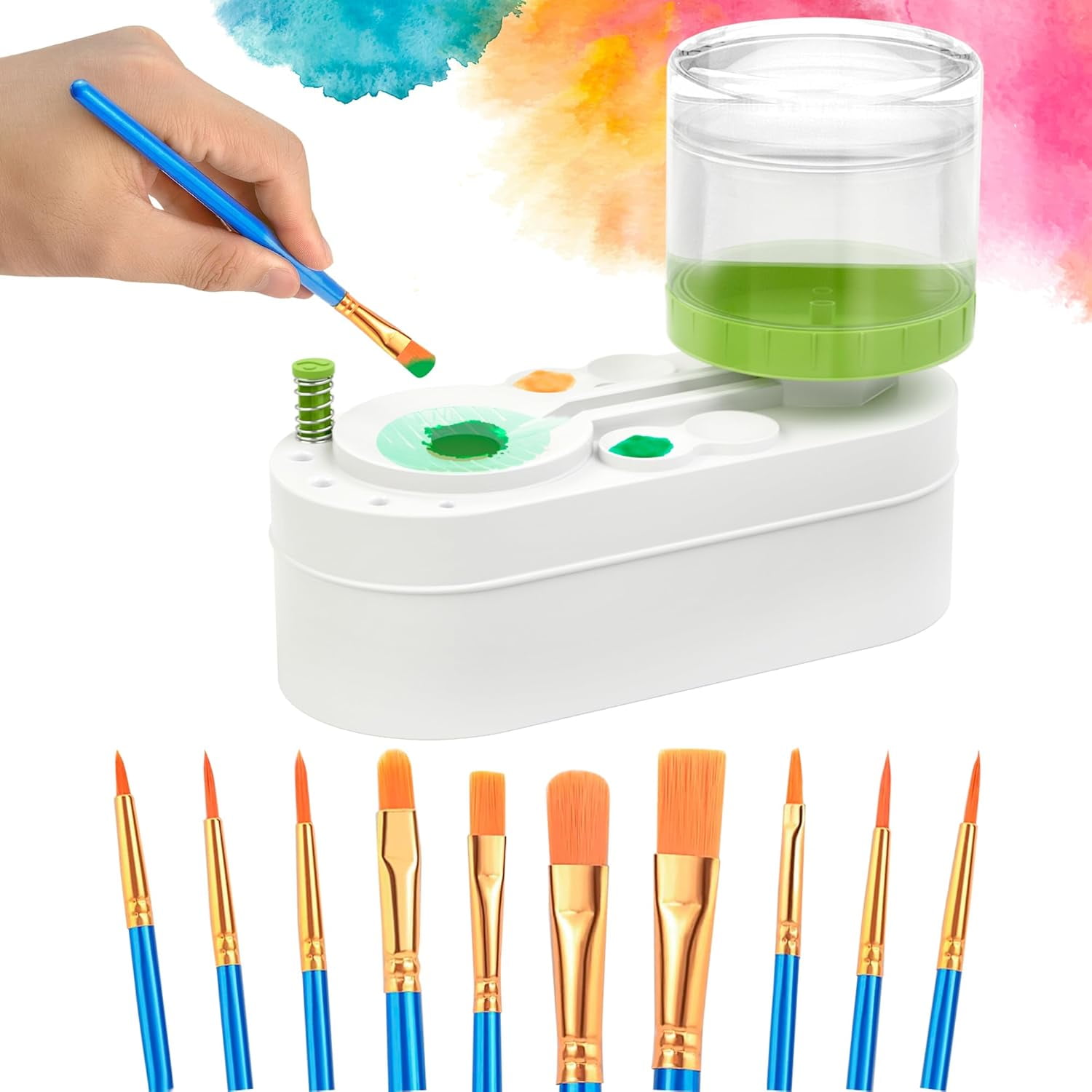 HUSPUR Paint Brush Cleaner with 10 Paint Brushes - Auto Water ...