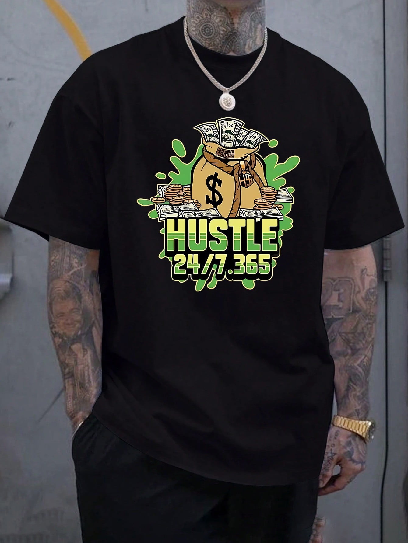 [HUSTLE Print T-shirt] Casual HUSTLE Print T-shirt - Short Sleeve For Men, Summer - Walmart.com