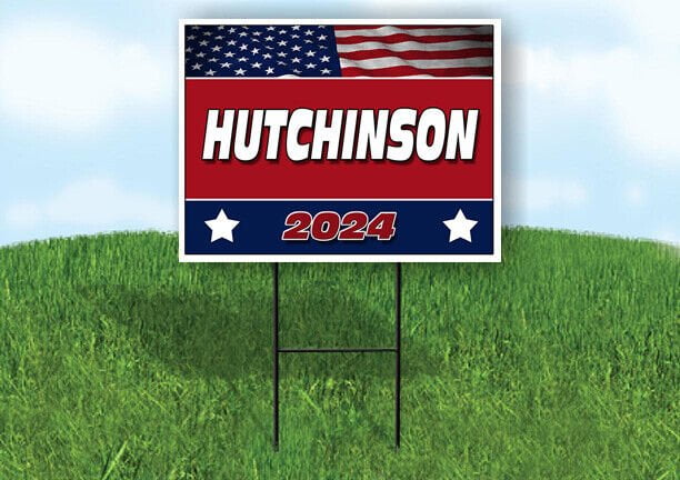 HUTCHINSON FLAG RED 2024 18inx24in Yard Road Sign w/ Stand - Walmart.com