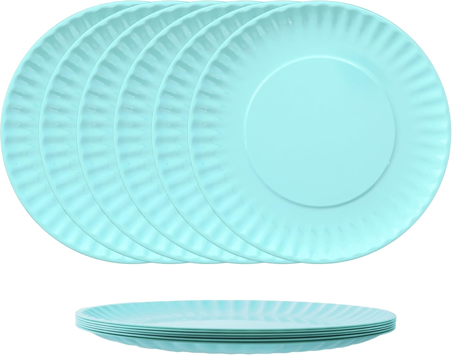 HUVBNAWQ-10.5" Melamine Paper Plates, Reusable Outdoor Plates for ...