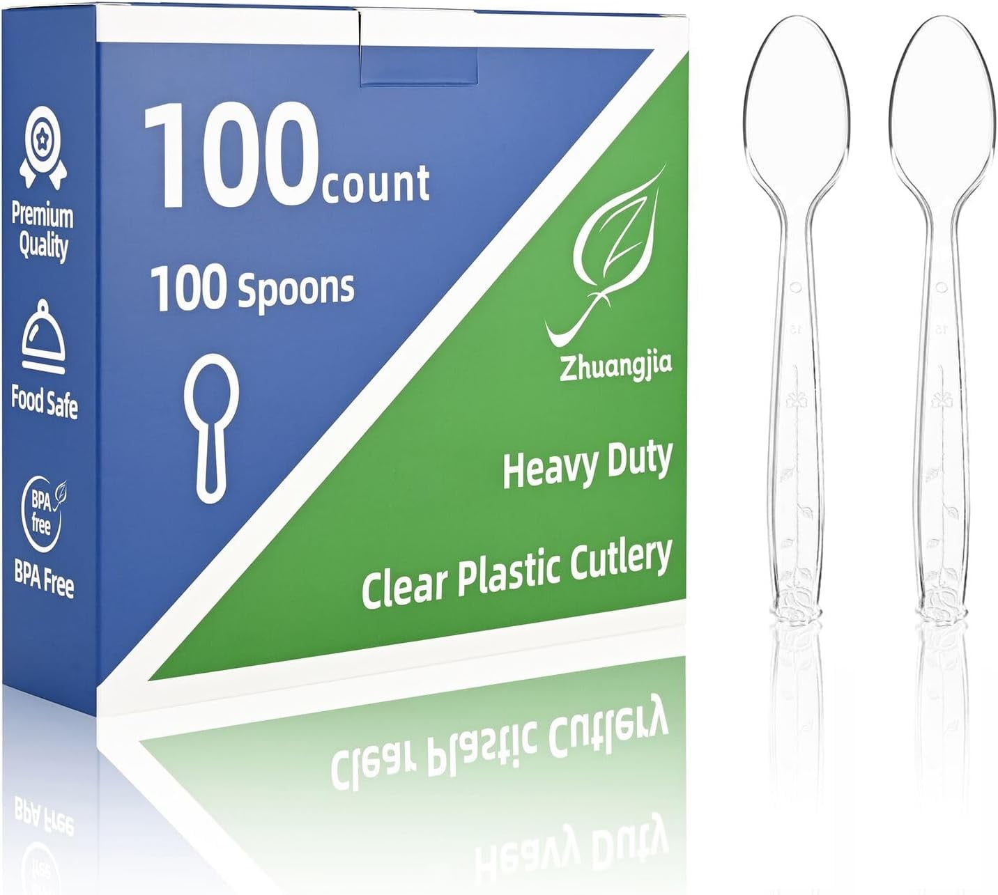 HUVBNAWQ-100-Pack Clear Plastic Spoons Disposable BPA-Free Heat ...