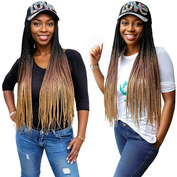 HUVBNAWQ-24" Box Braid Hair Extensions 100 Strands Gradient Brown ...