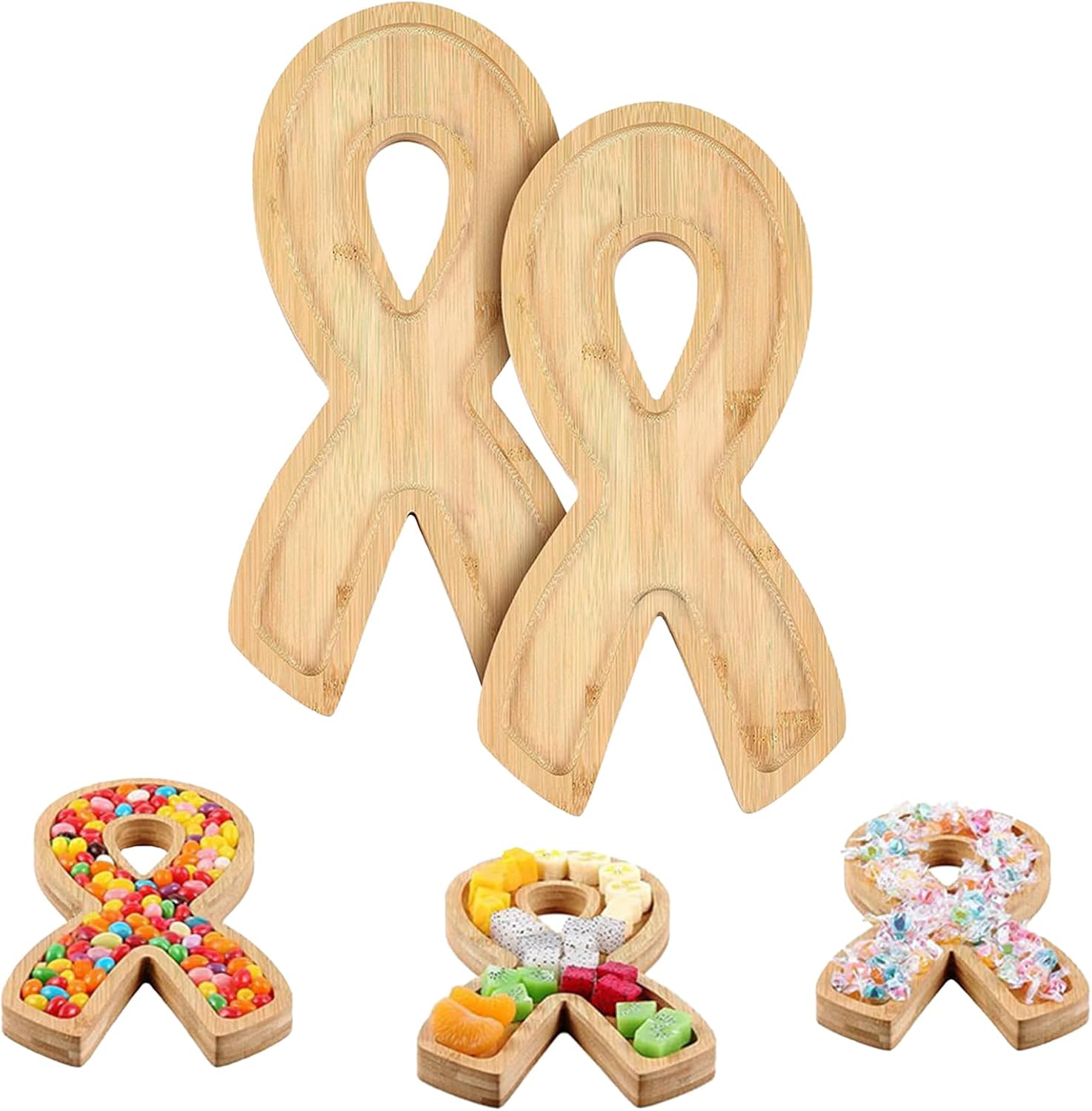 HUVBNAWQ-2PCS Wood Candy Platters Wooden Serving Tray Gifts: 12.6" x 6. ...