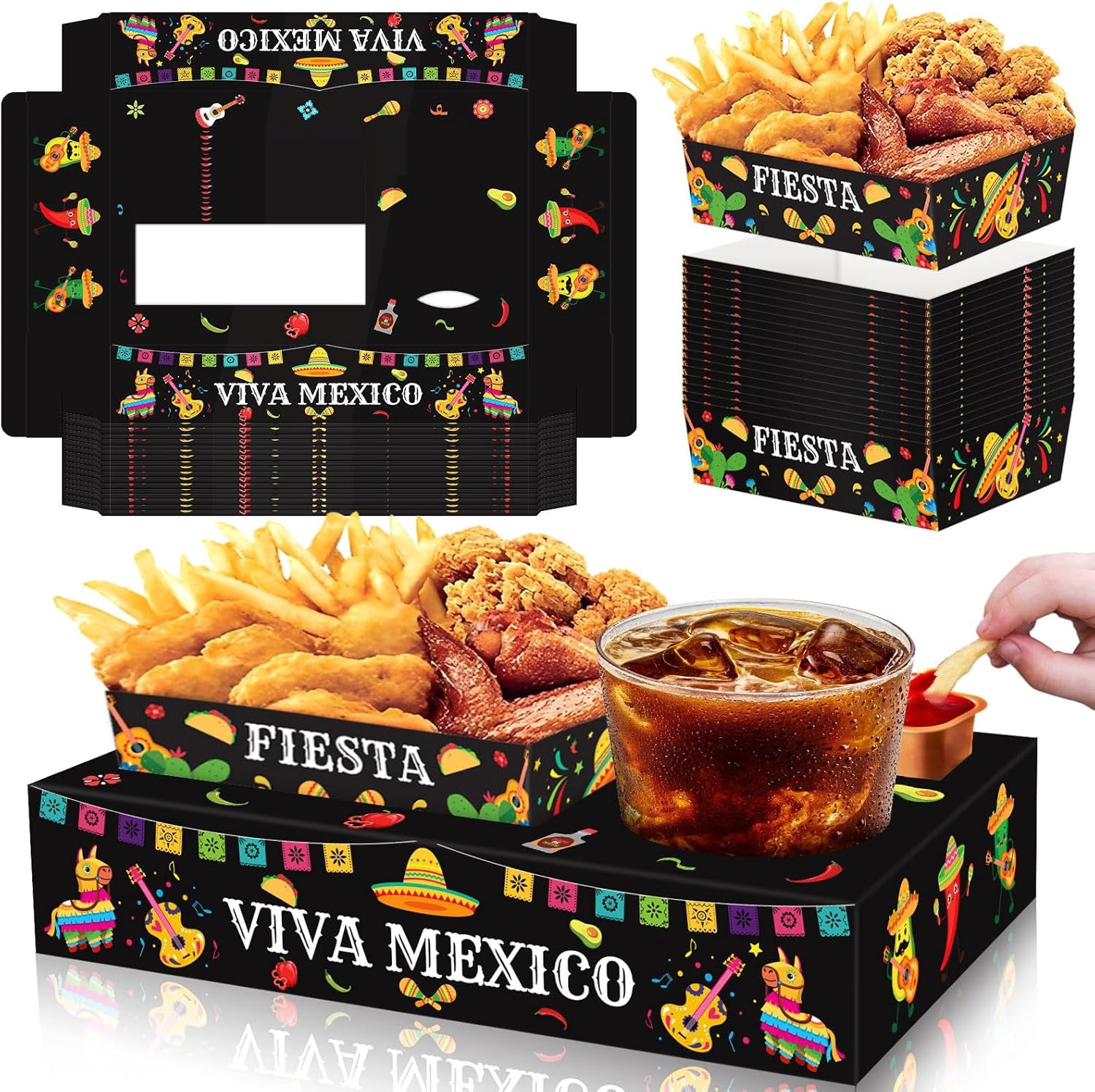 HUVBNAWQ-36Pcs Fiesta Movie Night Snack Trays Candy Popcorn French ...