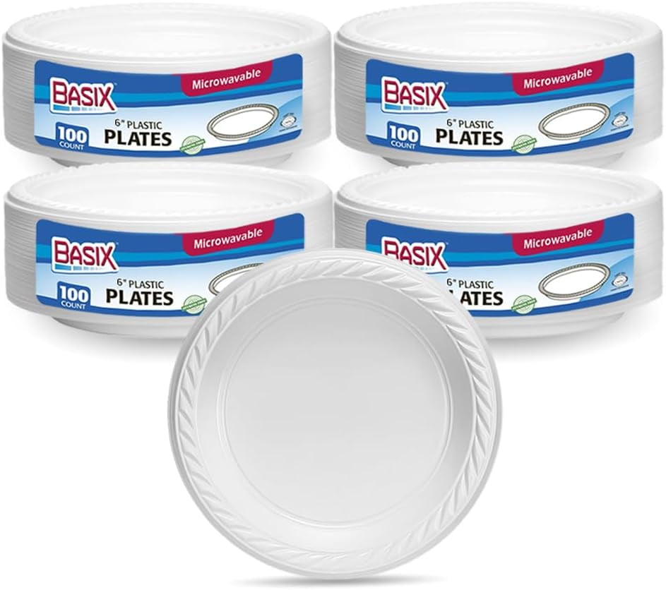HUVBNAWQ-[400 Count Disposable 6 inch White Plastic Appetizer Plates ...