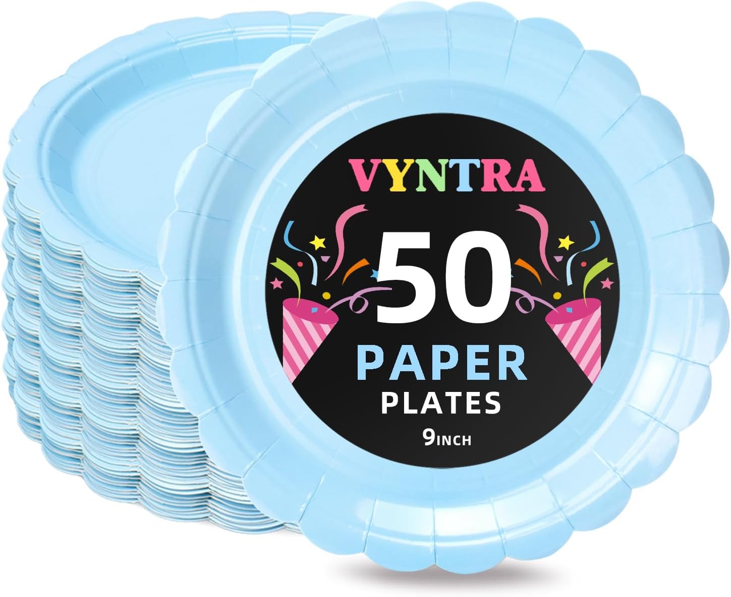 HUVBNAWQ-50 Pack Baby Blue Paper Plates 9 Inch, Pastel Blue Disposable ...