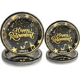 HUVBNAWQ-50 Pcs Retirement Party Paper Plates, Black and Gold Happy ...