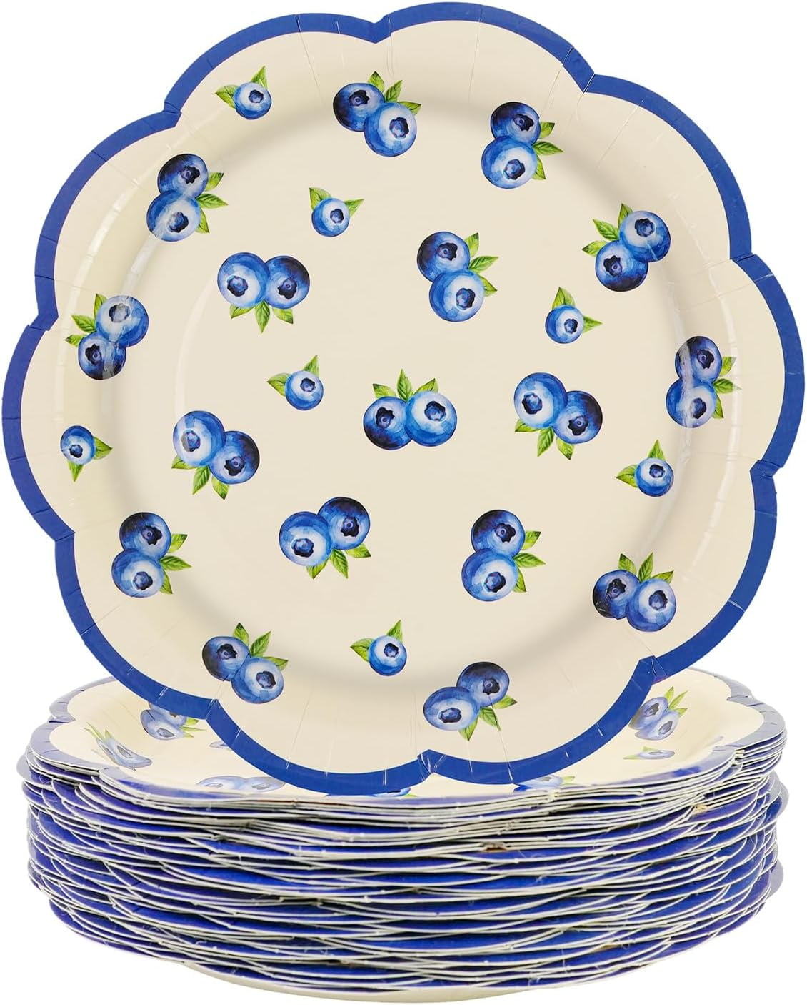 HUVBNAWQ-50pcs Blueberry Scalloped Paper Plates-7Inch Disposable Dinner ...