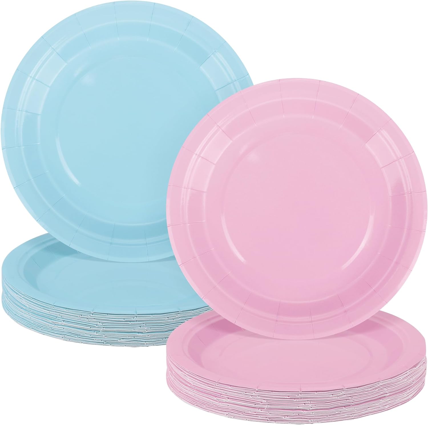 HUVBNAWQ-72 Pieces 7 Inch Baby Gender Reveal Plates Disposable He or ...