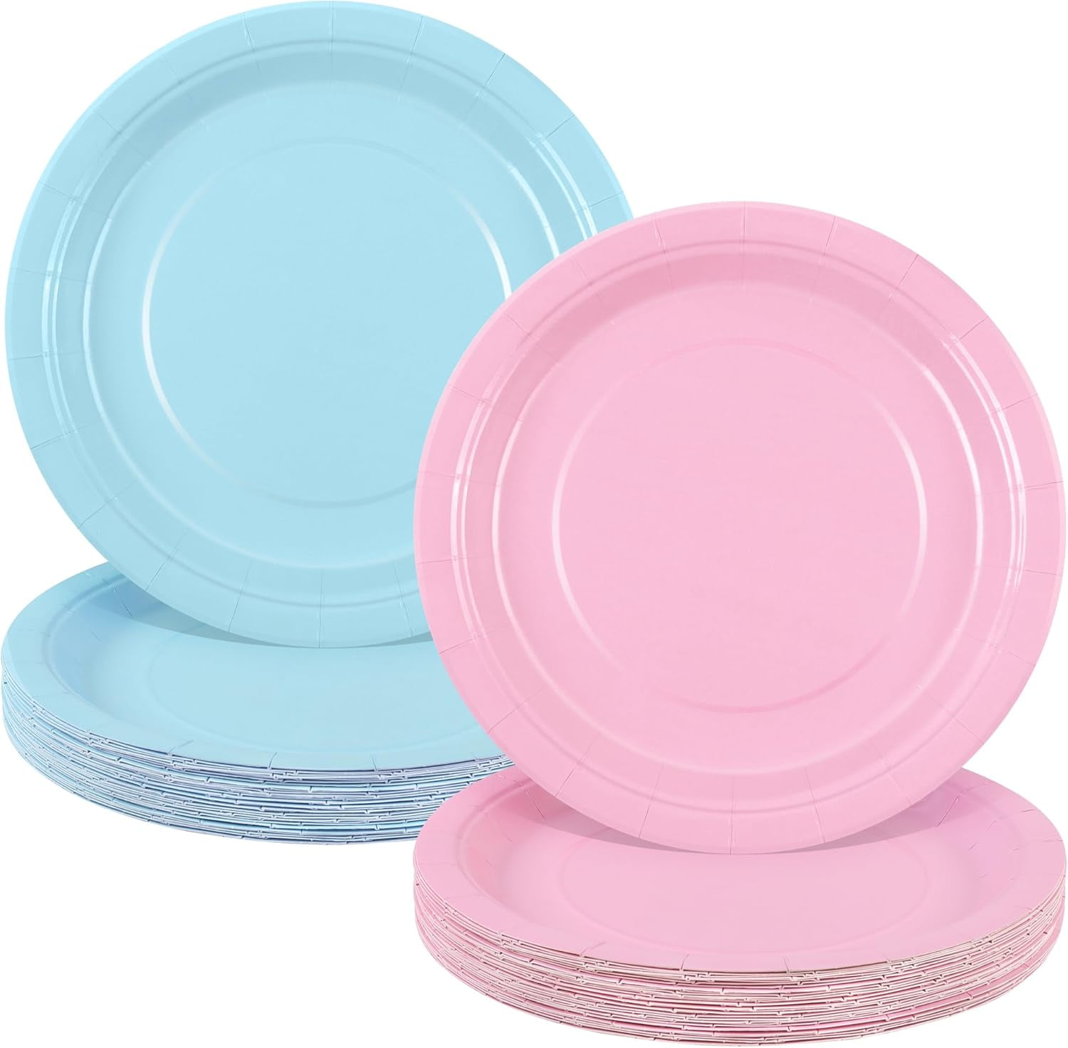 HUVBNAWQ-72 Pieces 9 Inch Light Pink and Light Blue Paper Plates ...