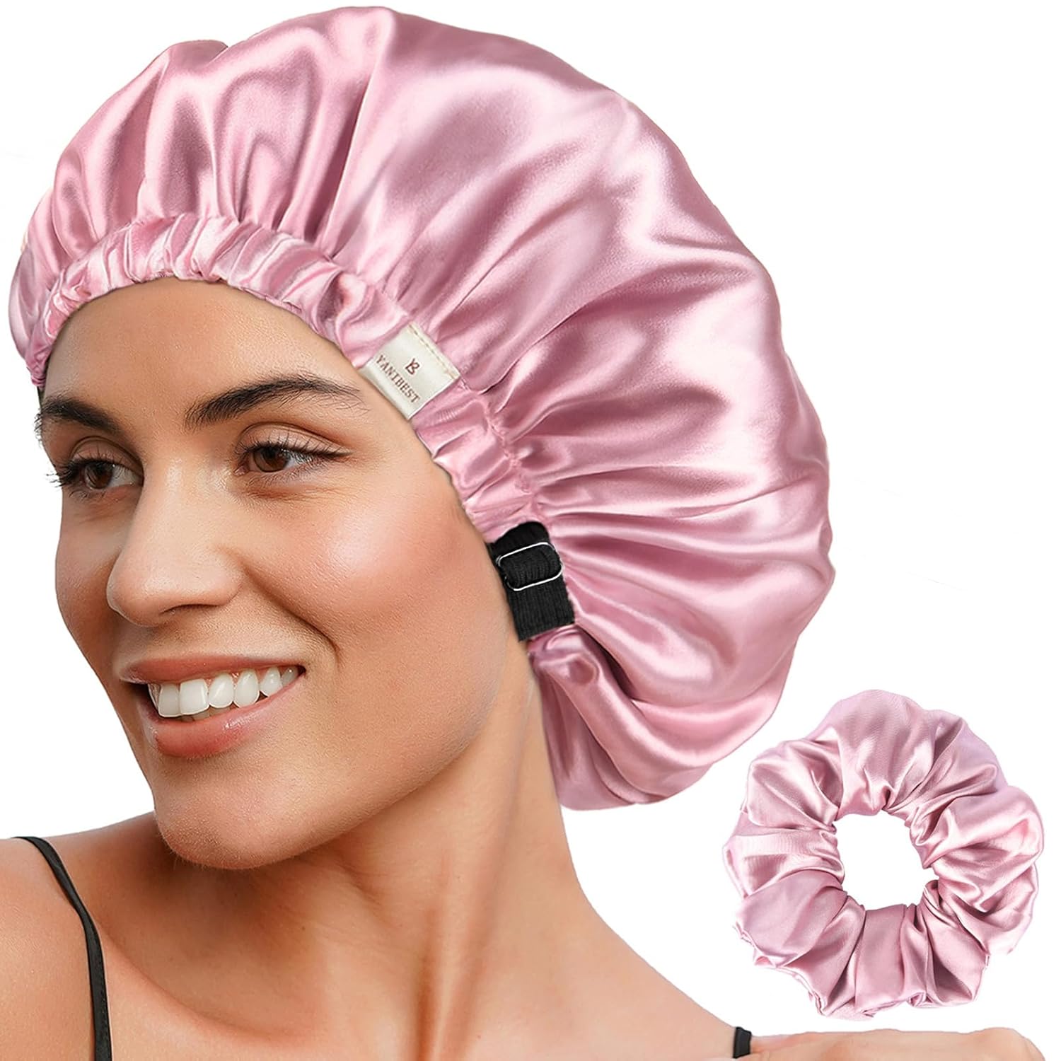 HUVBNAWQ-Adjustable Satin Bonnet Double Layer Hair Bonnet for Sleeping ...