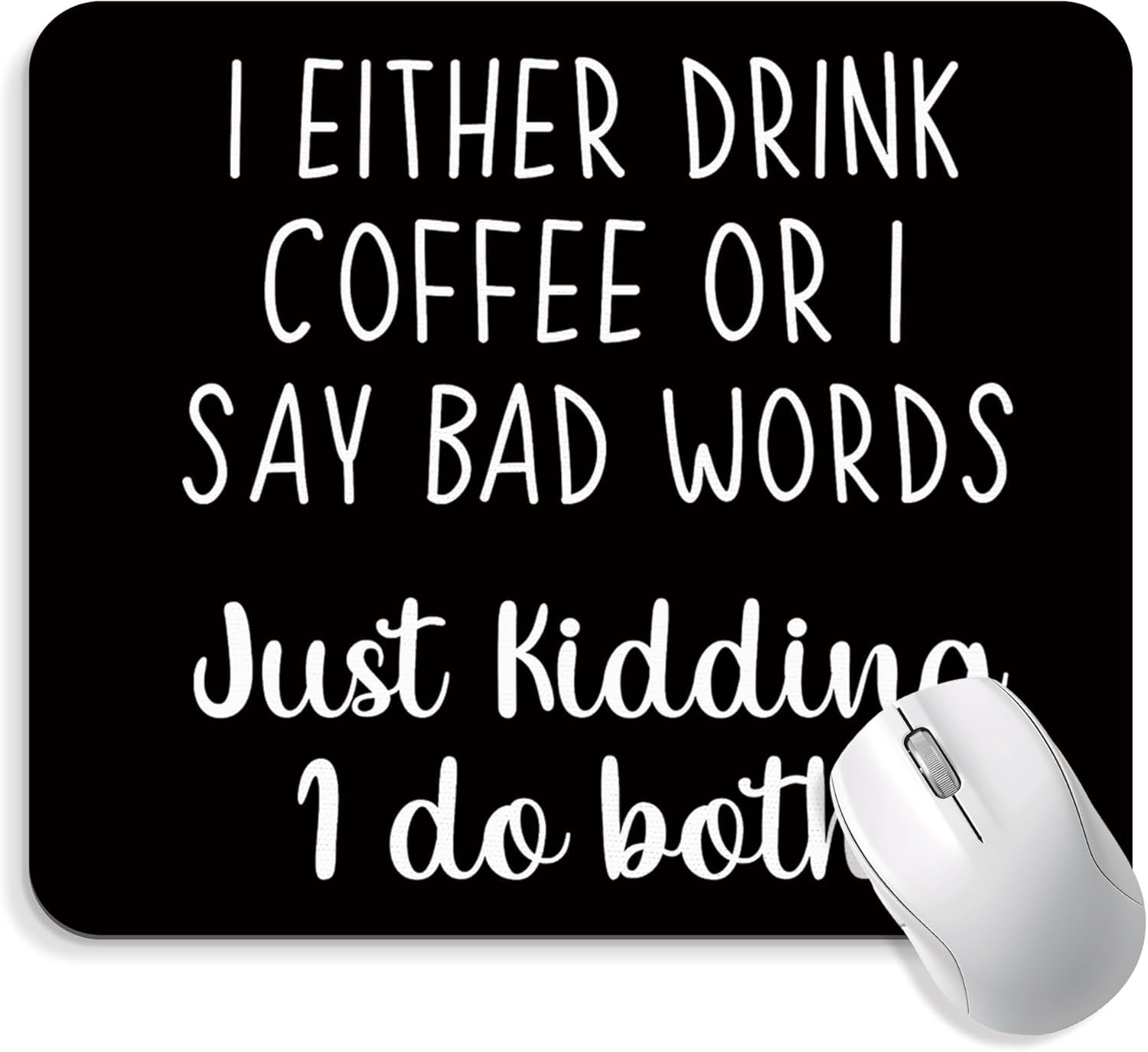 HUVBNAWQ-Black Funny Mouse Pad - Fun Coffee Office Desk Mousepad ...