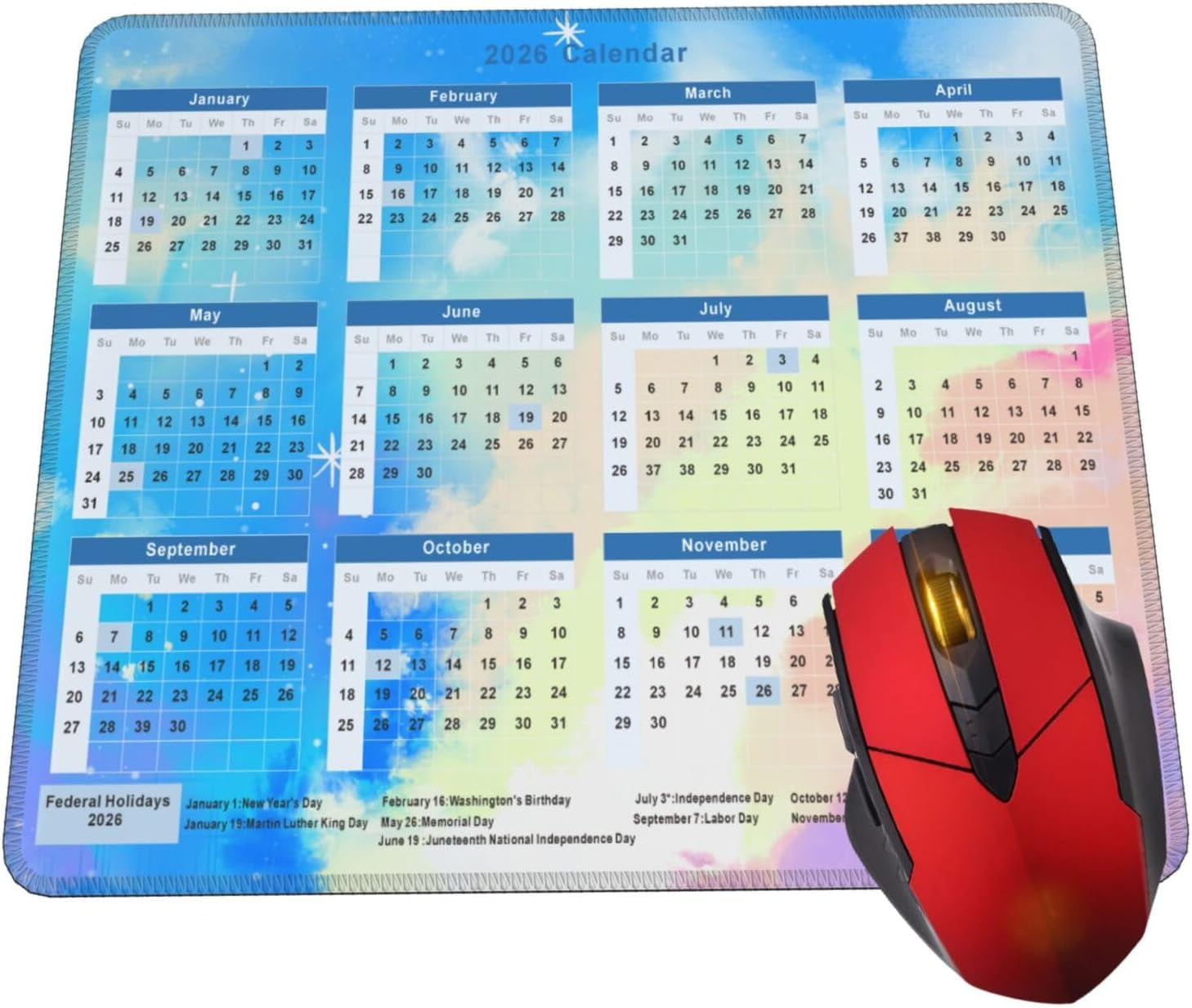 HUVBNAWQ-Calendar Mouse Pad 2026 Calendar with Holidays Mouse Pads for ...