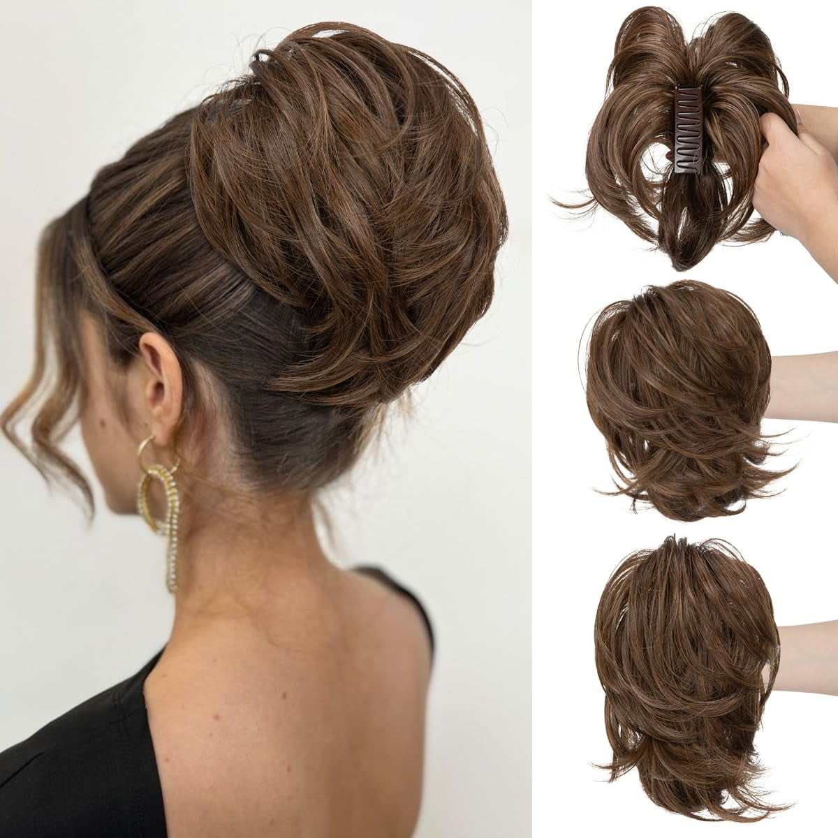HUVBNAWQ-Claw Clip Short Ponytail Hair Extensions DIY Bendable Metals ...