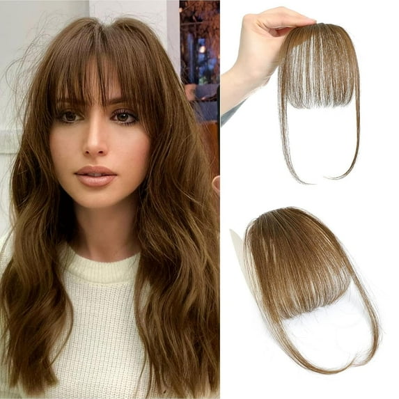 HUVBNAWQ-Clip In Bangs 100% Human Hair Wispy Bangs Hair Clip Light ...