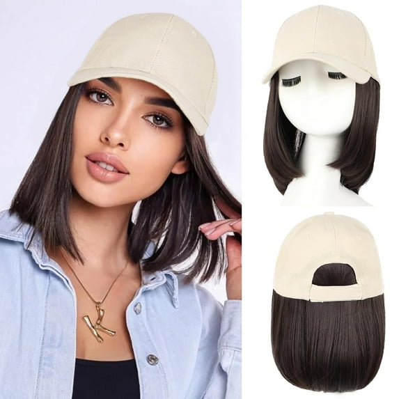 HUVBNAWQ-Hat Wigs for Women Baseball Cap With Hair Extensions Synthetic ...