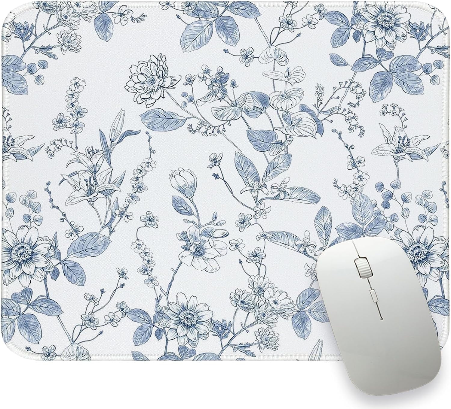 HUVBNAWQ-Light Blue Mouse Pad, Chinoiserie Small Mouse Pads, Blue and ...