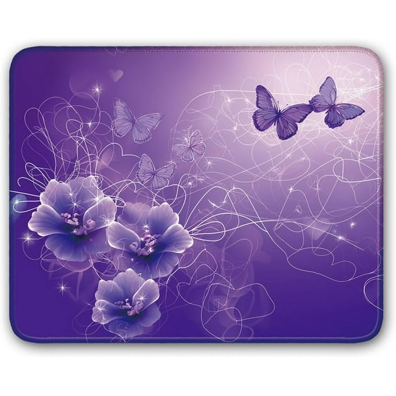 HUVBNAWQ-Purple Butterflies and Flower Pattern, Aesthetic Mouse Pad ...