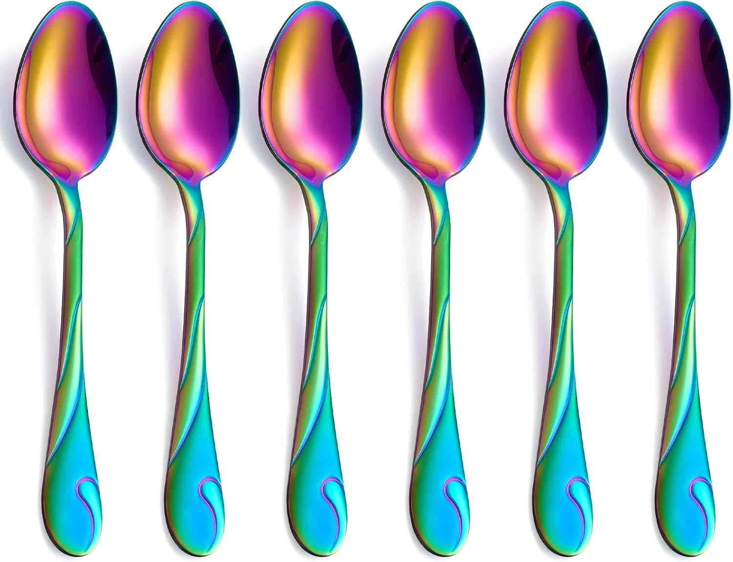 HUVBNAWQ-Rainbow Dinner Spoon Set, 7.6-inch Stainless Steel Spoon ...