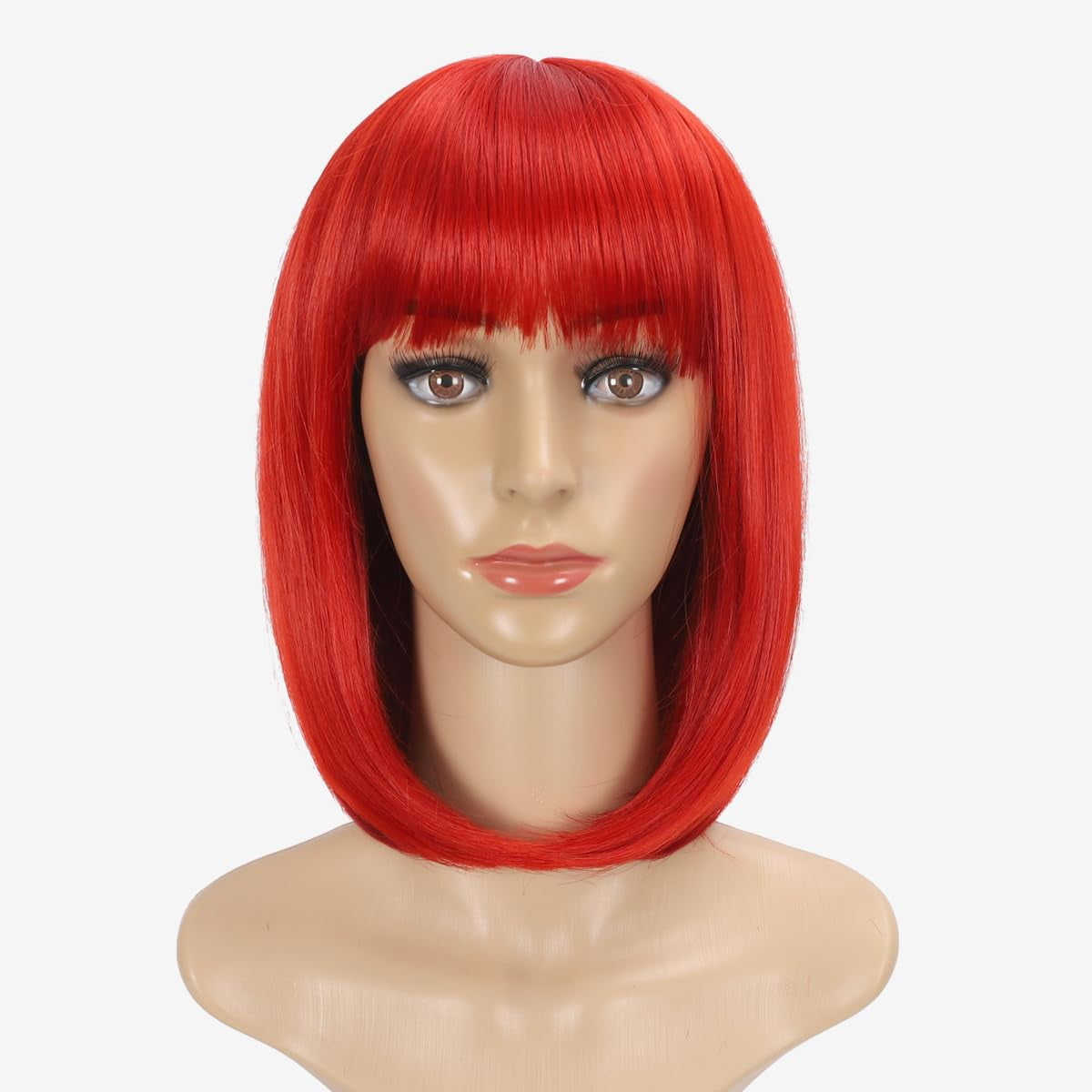 HUVBNAWQ-Red Color Bob Wigs with Bangs,Short Bob Wigs for Women ...