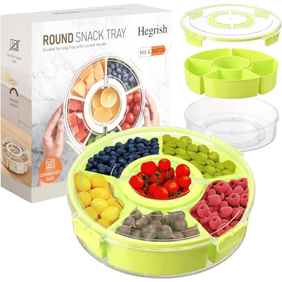 HUVBNAWQ-Rotating Serving Tray with Lid, 8-Section Divided Container ...